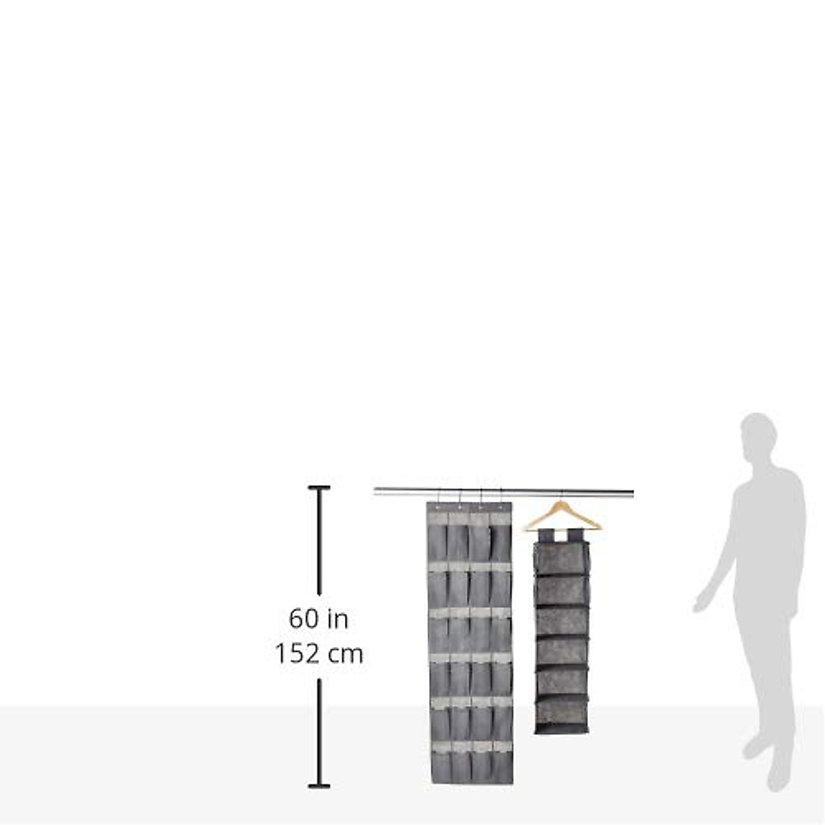 HOMZ 3817401 2Piece Closet Organization Combo Set Grey