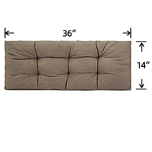 SEKUMDAN Bench Cushion Outdoor Chair Lounge Cushions Durable Non-Skid Tufted Overfilled Seat Pad for Porch Swing Piano Loveseat Outdoor Indoor Furniture (36 in L x 14 in W x 2.5 in T, Tan)