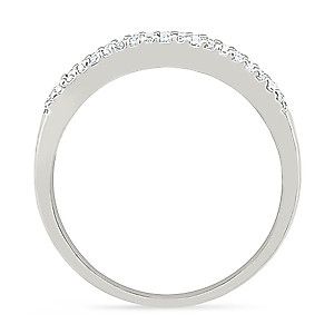 10KT White Gold Baguette and Round Diamond Anniversary Ring (1/4 cttw) ,size8