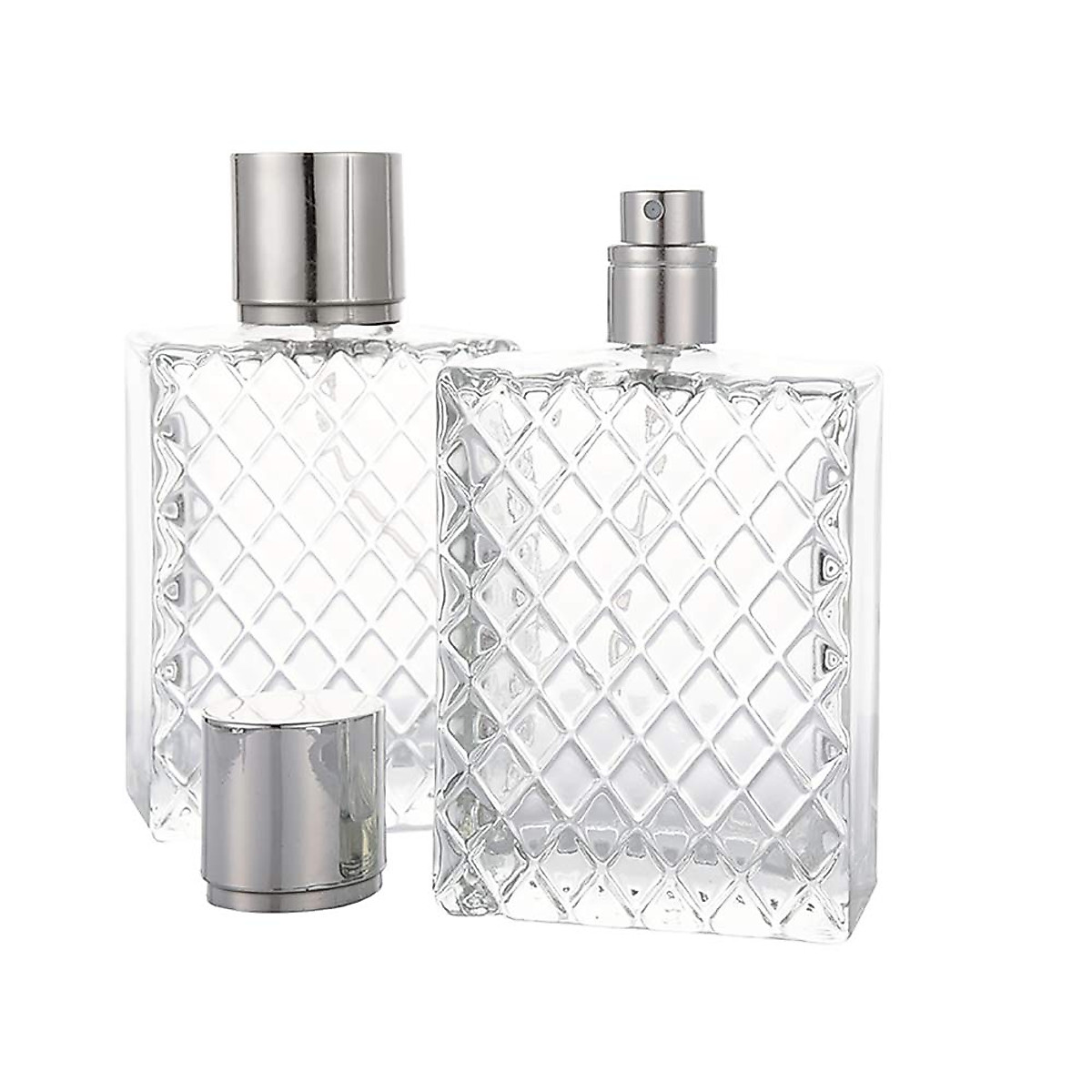 ccHuDE 100ml 3.4Oz Clear Glass Spray Bottles Empty Square Perfume Fine Mist Atomizer Refillable Essential Oil Container for Travel