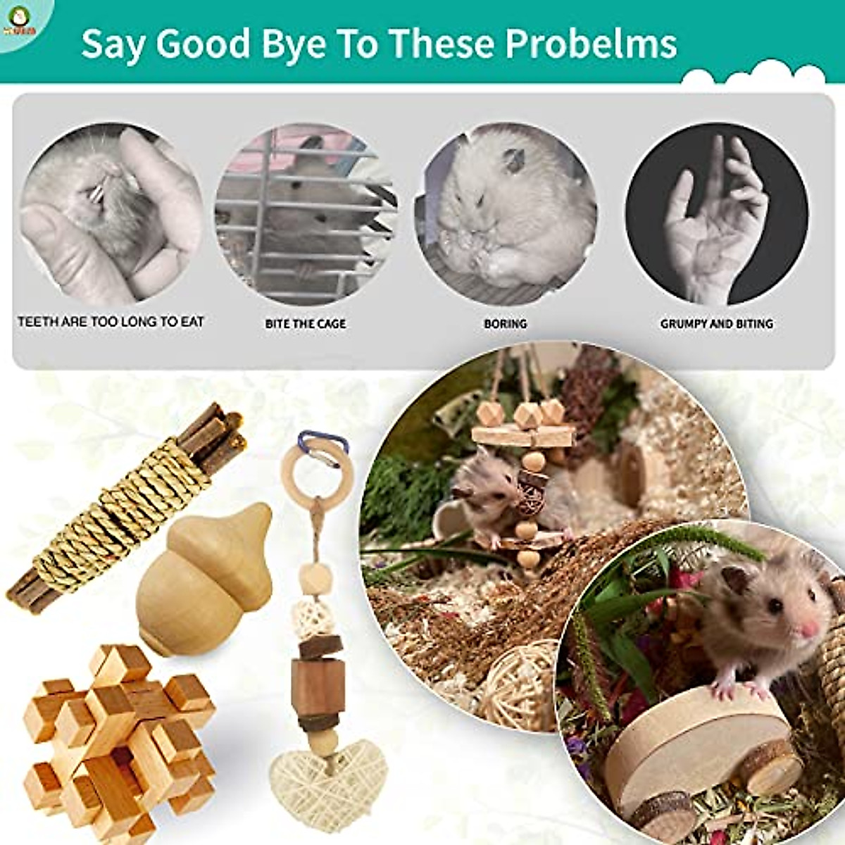 Wepets Hamster Toys, for Hamster, Gerbils, Mice, Rats and Other Small Animals to Chew and Play with, Induce Them to Grind Their Teeth, Reduce Depression. (Pattern-A)