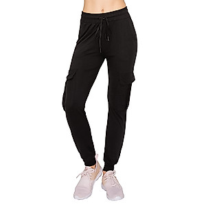 ALWAYS Cargo Jogger Pants for Women - Super Soft Casual Lounge Sweatpants Black M
