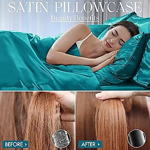 Madison Park Essentials Satin Luxury Wrinkle-Free High-Luster and Silk Standard Teal 2