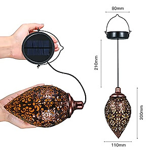 Tomshine Hanging Solar Lights Solar Lantern LED Garden Lights Metal Lamp Waterproof for Outdoor Hanging Decor (2 Pack)