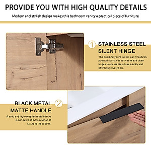 Malwee 22" Floating Bathroom Vanity with Sink, 22 Inch Single Sink Wall Mounted Bathroom Vanity, with 1 Door and White Ceramic Basin Sink Top (002-22)