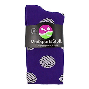 MadSportsStuff Volleyball Print Over the Calf Socks (Purple, Medium)