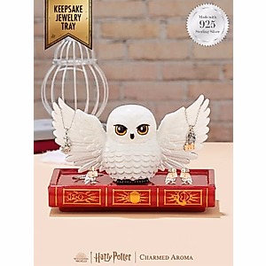 Charmed Aroma Harry Potter Hedwig Scented Candle and Jewelry Tray with Surprise Necklace Inside, 925 Sterling Silver, Jewelry Candle for Women, Home Décor | Collectible |Accessories Gift