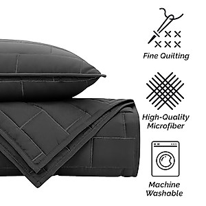 Southshore Fine Living, Inc. Oversized King Quilt Set, Brick Pattern Stitching, Lightweight Bedding Quilt, Soft Coverlet with Matching Pillow Shams, California King Quilt Sets Oversized, Black