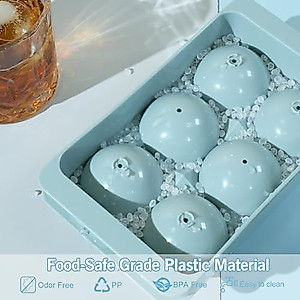 WIBIMEN Large Ice Cube Tray, 1.9IN Whiskey Ice Mold, 2 Pack Sphere Ice Cube Mold with Bin&Tong, Leak-free Round Ice Cube Mold, Easy Fill & Release Ice Ball Maker for Whiskey Cocktails Bourbon(Blue)