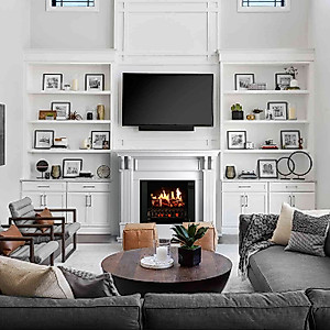 MagikFlame Electric Fireplace with Mantel - Trinity White - 30 Flames, Large, Freestanding, 5,200 BTU Heater, Crackling Log Sound, Bluetooth, App - New Home Design, Remodels, Family Atmosphere