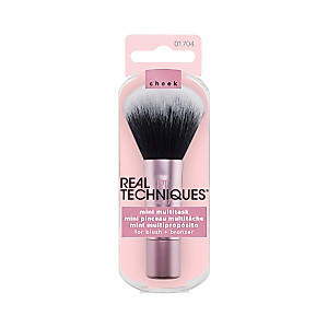 Real Techniques Mini Multitask Makeup Brush, For Blush, Bronzer & Powder, Face Brush with Custom-Cut Synthetic Bristles, For Loose & Pressed Powder, Travel Sized, Vegan & Cruelty-Free, 1 Count
