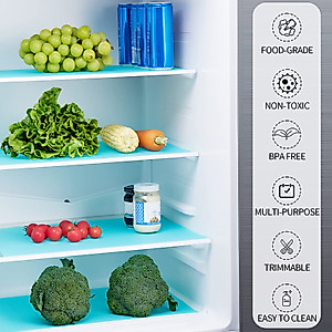 8 Pcs Refrigerator Liners Refrigerator Mats，Washable Mats for Glass Shelves，Kitchen Home Refrigerator Accessories for Drawer Table Placemats(Blue