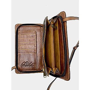 Patricia Nash Distressed Vintage Leather Alberese Crossbody Purse Bag in Cognac