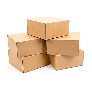 Hallmark 8" Gift Boxes (Pack of 5; Square Kraft) for Christmas, Holidays, Birthdays, Weddings, Crafts, Fathers Day, Care Packages and More