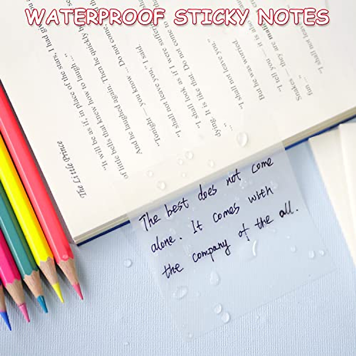Transparent Sticky Notes - 3x3 inch Clear Sticky Notes Waterproof Self-Adhesive Translucent Sticky Note Pads for Books Annotation, See Through Sticky Notes for School & Office (200 Sheets)