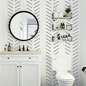 Wallniture Avila White Floating Shelves for Wall Storage, Wood Bathroom Shelves Wall Bookshelves Living Room Bedroom Kitchen Organization Set of 3