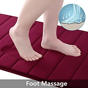 Buganda Memory Foam Bath Mat, 30" x 20", Ultra Soft and Non-Slip Bathroom Rugs, Water Absorbent and Machine Washable Bath Rug for Bathroom, Shower, and Tub, Burgundy