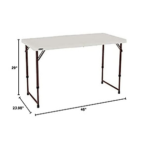 Lifetime 4432 4-Foot Half Adjustable Folding Table, Almond