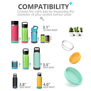 ALIENSX Protective Bottom Boot for YETI Rambler 26oz and Yeti Yonder 34oz Water Bottles, Anti-Slip Silicone Sleeve Cover, Travel Pet Bowl for Dog Cat Food Feeding (Black)