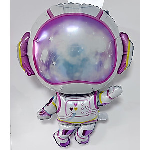 13Pcs Astronaut Balloons for Girls/Girl Astronaut Space Party Decor/Purple Outer Space Astronaut 4D Planet Balloons for Girl/Galaxy Planet Balloons/Space Travel Theme Birthday/UFO Baby Shower