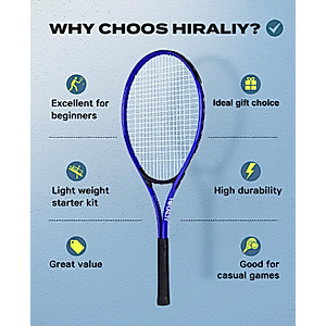 HIRALIY Adult Recreational 2 Players Tennis Rackets,27 Inch Super Lightweight Racquets for Student Training and Beginners, Racket Set Outdoor Games