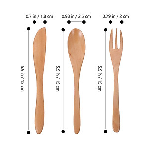 Kichvoe Wooden Cutlery Set Wood Kitchen Flatware Kids Tableware Reusable Dinnerware Spoon Fork Utensil for Home Preschool