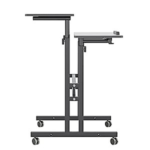 Mobile Stand Up Desk, 24 inch Laptop Computer Desk Adjustable Standing Home Office Desks with Roller, Student Desk School Desk Simple Stand Up Desk Small Desks for Small Spaces for Standing or Sitting