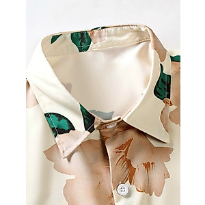 ZAFUL Men's Hawaiian Shirt - Short Sleeve Floral Pattern Button Down Shirt for Summer Beach Vacation (Light Coffee, XXL)