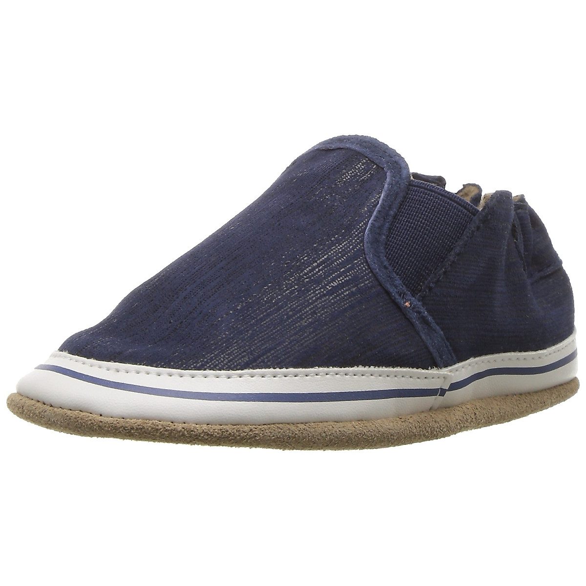 Robeez Unisex-Child Crosshatch Crib Shoe, Leather Liam Basic-Indigo, 12-18 Months M US Infant