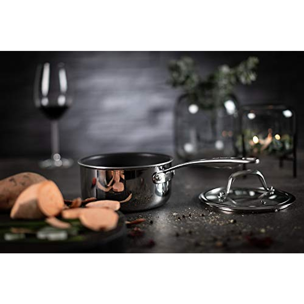 Kuhn Rikon Peak Non-Stick Saucepan with Glass Lid, 7.05 inch/18 cm