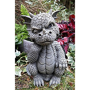 Pacific Giftware Garden Dragon Thinker Dragon Garden Display Decorative Accent Sculpture Stone Finish 10 Inch Tall