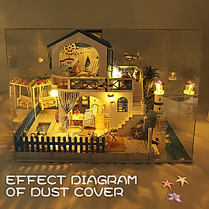 Yuzhen DIY Miniature Dollhouse Kit with Furniture and LED Lights, Modern Wooden Villa Model Includes Dustcover and Music Box, Creative Gift for Adults and Kids