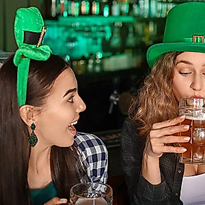 Flyonce Women's Austrian Crystal Party Hollow-out Teardrop Pierced Dangle Earrings Green Black-Tone