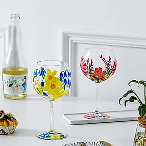 G Hand-painted Wine Glass Pink Daisy Flowers Artisan Painted 20oz Personalised Gift Idea…