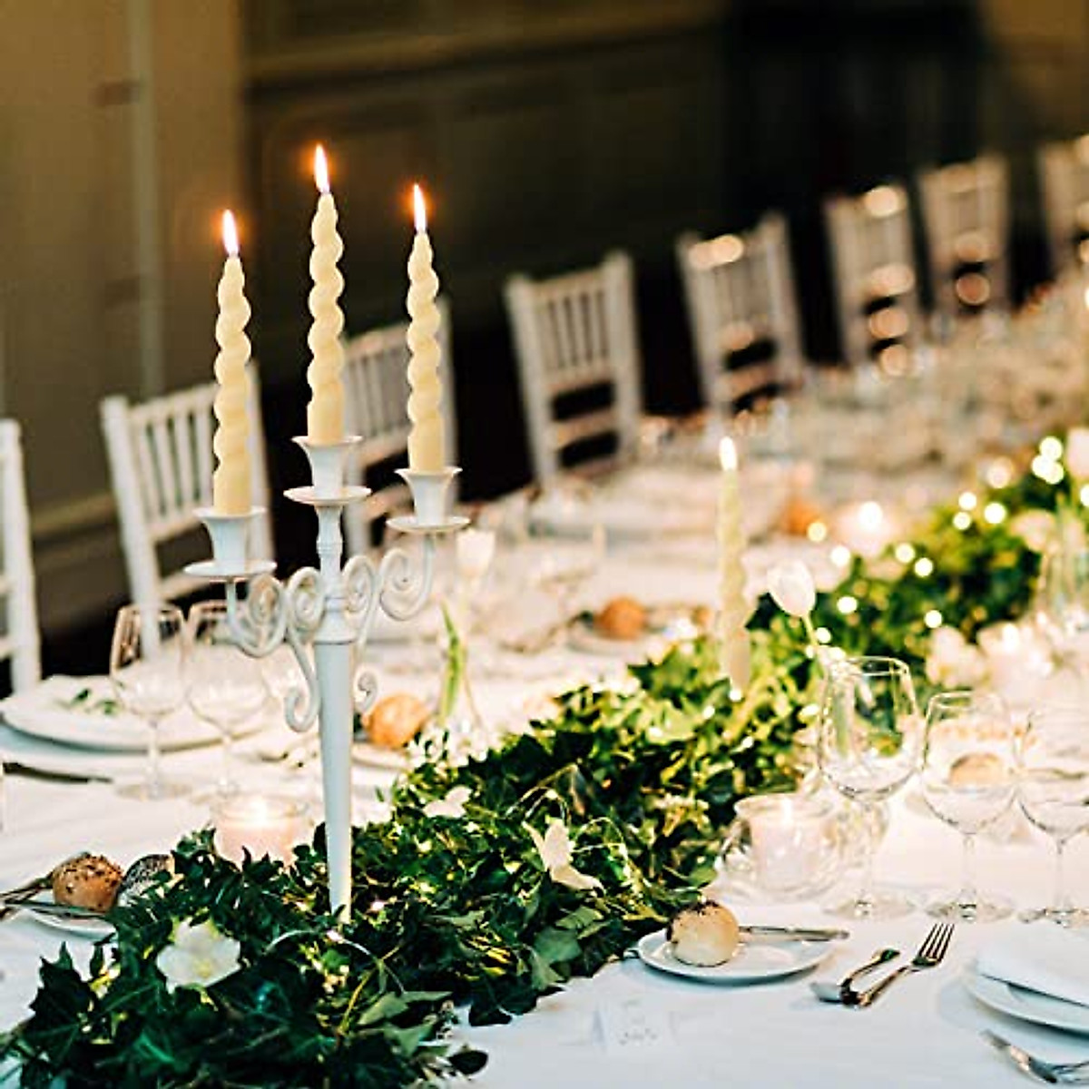 Spiral Taper Dinner Candles - Conical Stick Candles, H 7.5inch, Unscented, Aesthetic Candle, 3/4 Taper Candles, Long Votive Candles,Christmas Giftt,Chime Candles(Yellow)