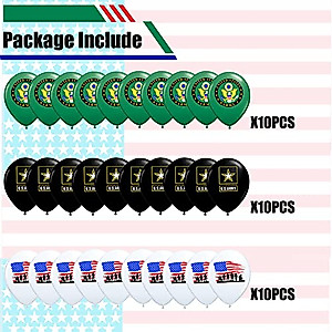 U.S. Army Balloons Pack of 30 U.S Army Party Balloons American Heroes Military Veteran Party Decorations 12iNCH Army Balloons for Going Away Party Decorations
