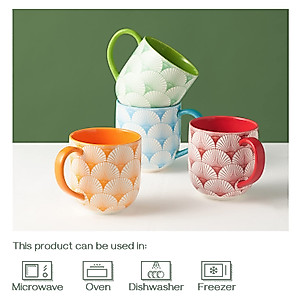 DOWAN Coffee Mugs, 22 Oz Large Coffee Mugs Set of 4 with Handles, Ceramic Mug with Unique Style, Funny Coffee Mugs for Latte, tea, Gift for Birthday, Party, Home, Vibrant Colors