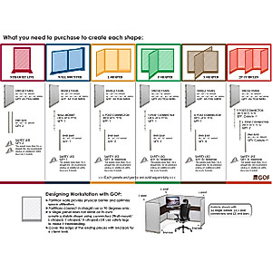 GOF Office Partition Single Full Fabric Panel (L-Post 72" h)