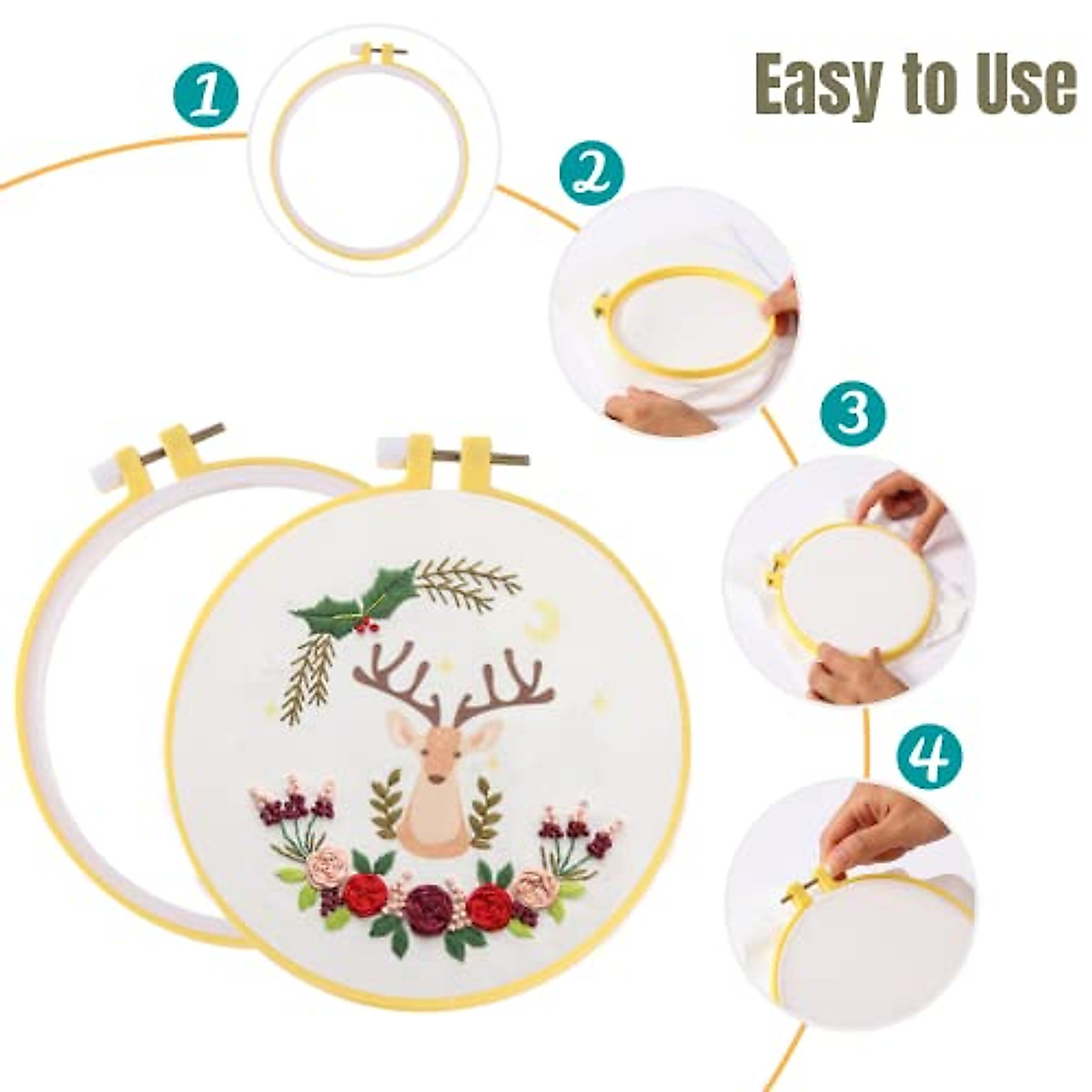 Mr. Pen- Embroidery Hoops Set, 6 pcs, 3.4 inch to 10.2 inch, Assorted Colors, Plastic Embroidery Hoop, Cross Stitch Hoops, Embroidery Rings, Cross Stitch Plastic, Sewing Rings Hoops.