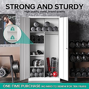 SISESOL Metal Storage Cabinets Locker with Locker Shelf, 71" Armoire Wardrobe Closet with Hanging Rod Storage Locker, Wardrobe Cabinet for Bathroom Storage Cabinet with Doors Lockers for Employees