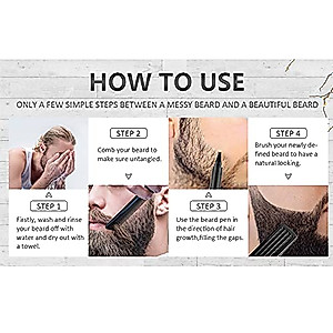 JINGYANG Beard Pencil Filler,Fast Camouflage Natural Hair Grower Waterproof Beard Pencil with Brush Kit for Mens (Black + Dark Brown)