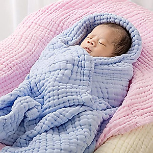 L'Ange Baby-Bath Towel-9 Layer, 28 x 47 Inches, Pink, Cotton Muslin Nap Time Blanket for Toddlers, Kids & Home, Soft, Ultra Absorbent, Suitable for Delicate Skin, Medical Grade Packaging