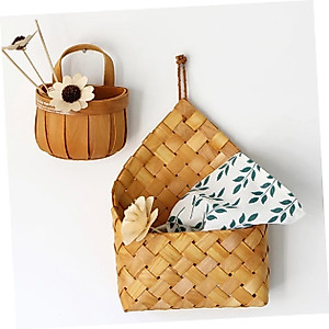 VILLFUL 1Pc Decorative Wood Woven Wall Hanging Basket for Home Stylish Storage Basket Ideal for Wall Decor for Indoor and Outdoor Plant Display