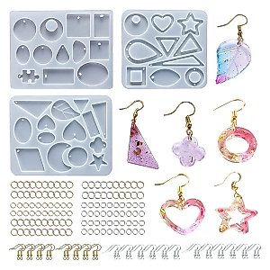 YOYOU Earring Resin Molds Silicone with Hole, 3 PCS DIY Resin Molds for Earrings Pendant Keychain Jewelry Making, Epoxy Resin & UV Resin DIY Crafting Supplies for Women Girls