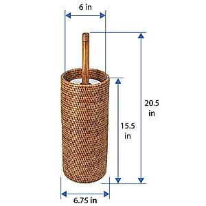 KOUBOO 3 Rolls La Jolla Hand Woven Rattan Toilet Roll Stand, Honey Brown