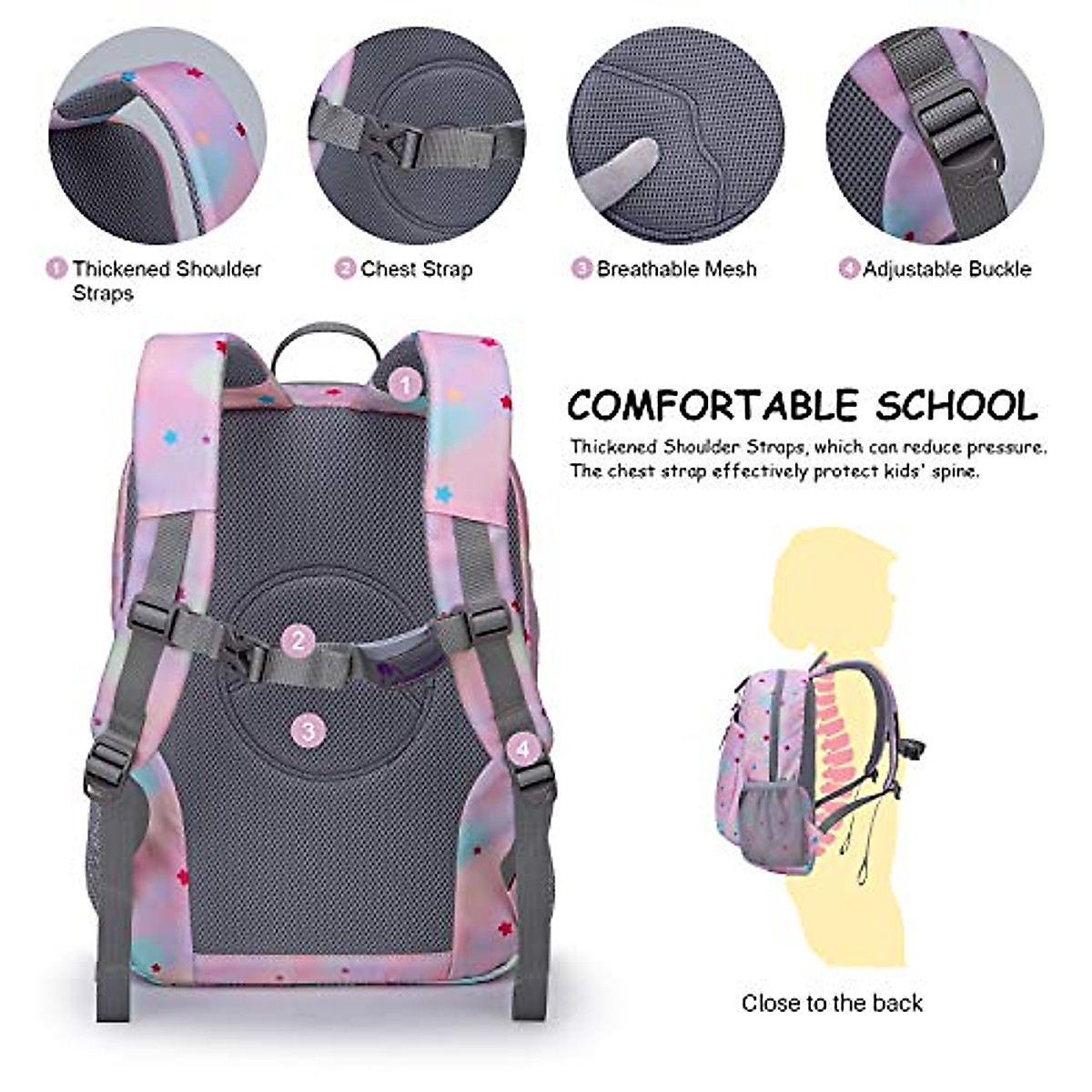 MOUNTAINTOP Kids Backpack for Boys Girls Preschool Kindergarten Children Backpacks,Star Print 12L