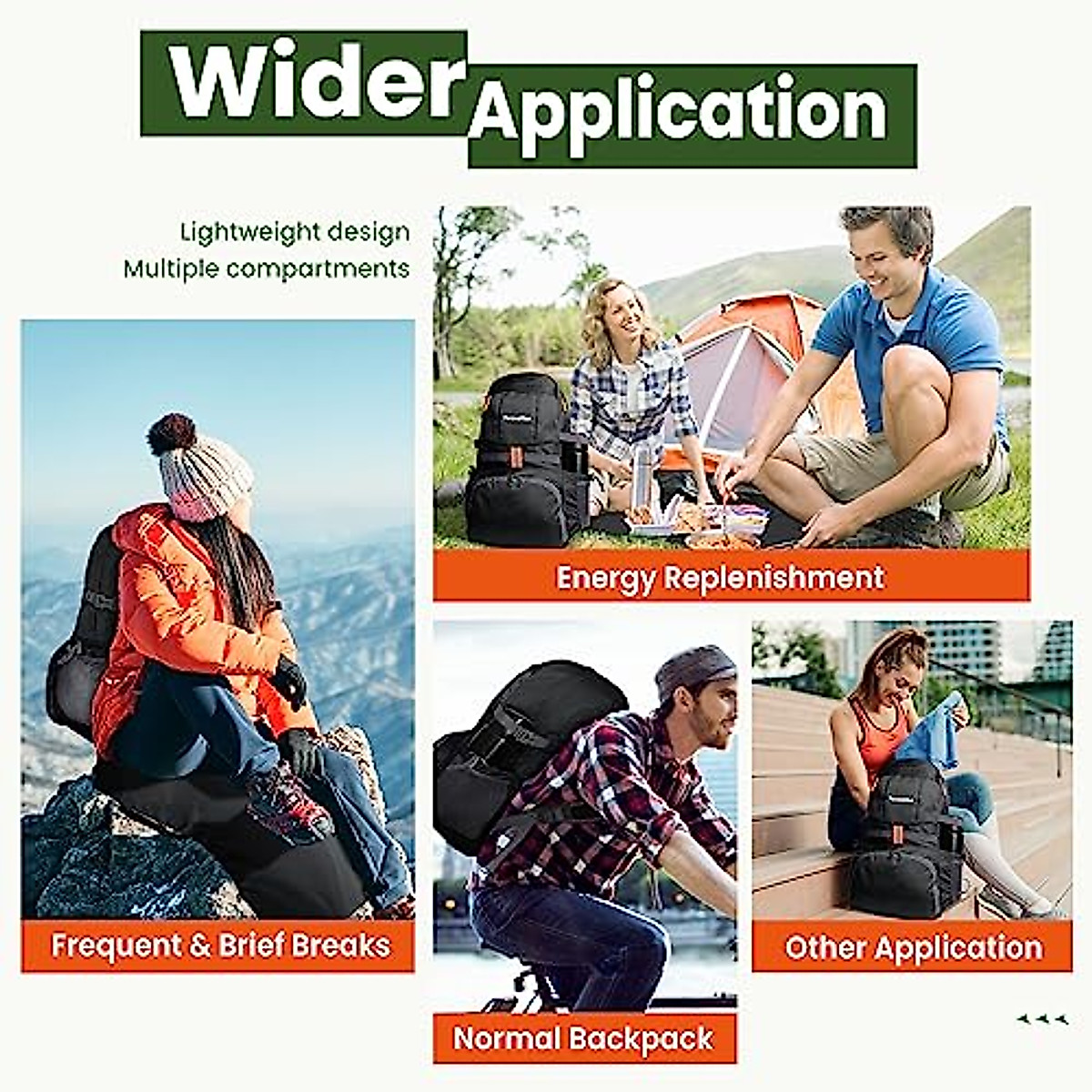Yeendibo 33L Waterproof Hiking Backpack with Portable-Rest Station for Camping/Travel/Outdoors, Versatile & Lightweight Foldable Daypack for Men/Women (Black, Waterproof)