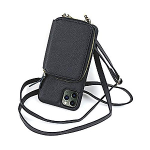 Gear Beast Crossbody Phone Case Wallet Compatible iPhone 11 Pro, RFID Protected Cross Body Phone Purse Bag with Adjustable Strap Black
