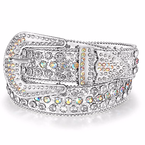 JASGOOD Women Men Rhinestones Belt,Bling Western Cowgirl Cowboy Studded Leather Belt Diamond Waist Belt for Jeans Pants