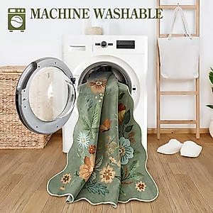 Lahome Floral Rugs for Entryway, 2X3 Washable Kitchen Rugs Ultra-Thin Soft Rug, Non Slip Indoor Door Mat Stain Resistant Boho Small Rug Low-Pile Throw Rug for Bathroom Bedroom(2x3ft,Green)